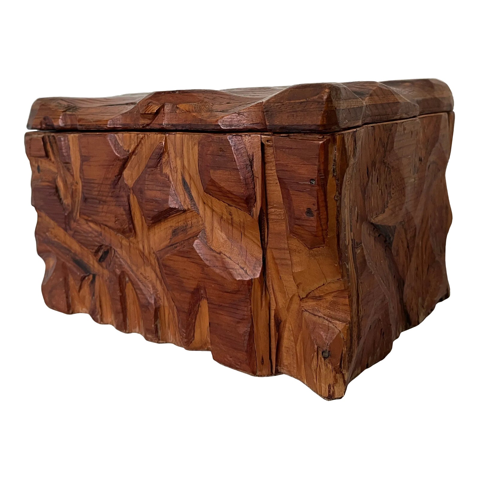 Brutalist Wood Box Handmade 1970s | Chairish