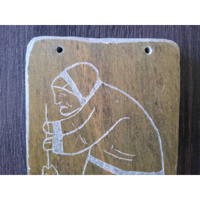 Late 20th Century Inuit Style Carved Beige Soapstone Wall Art Plaque ...