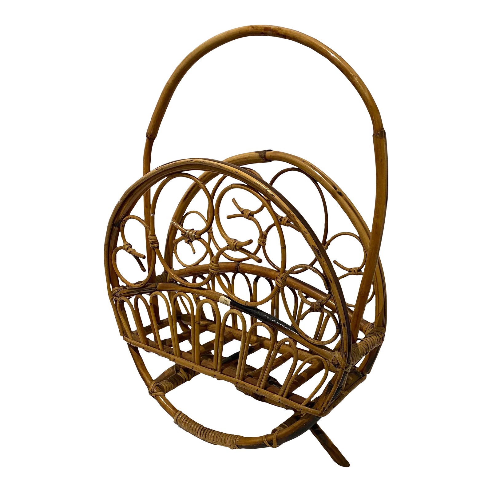 1960s Italian Magazine Holder Bamboo & Rattan Magazine Rack | Chairish