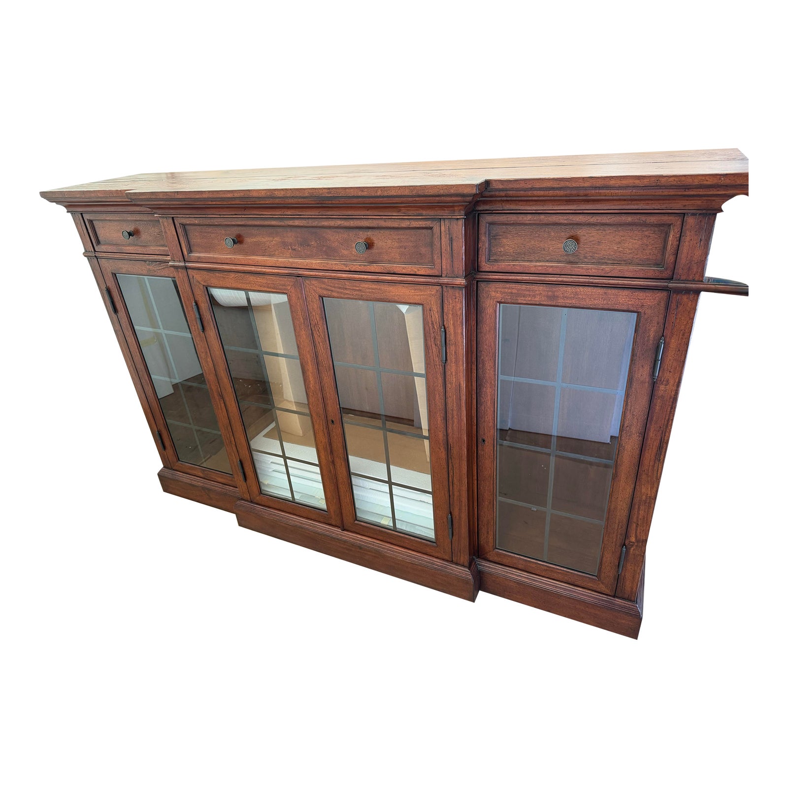 Jonathan Charles Farmhouse Breakfront Four Door China Display Cabinet ...