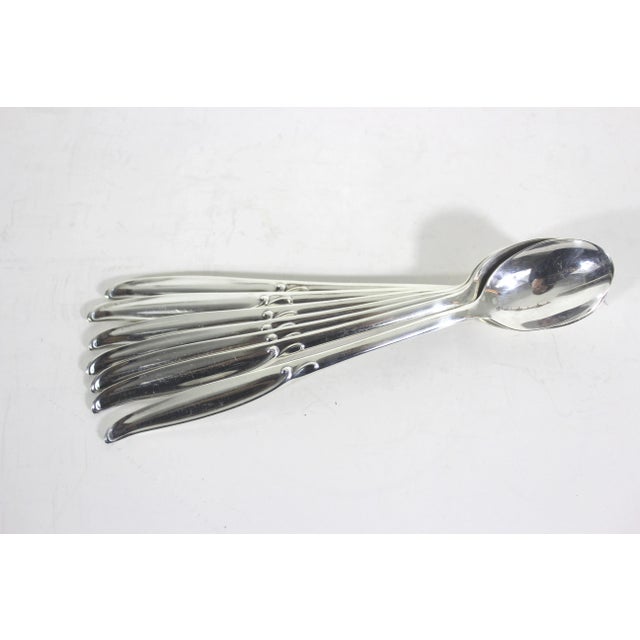 1958 Sweep Mid Century Modern Set of 7 Silver Plated Iced Tea Spoons Sundae | Chairish