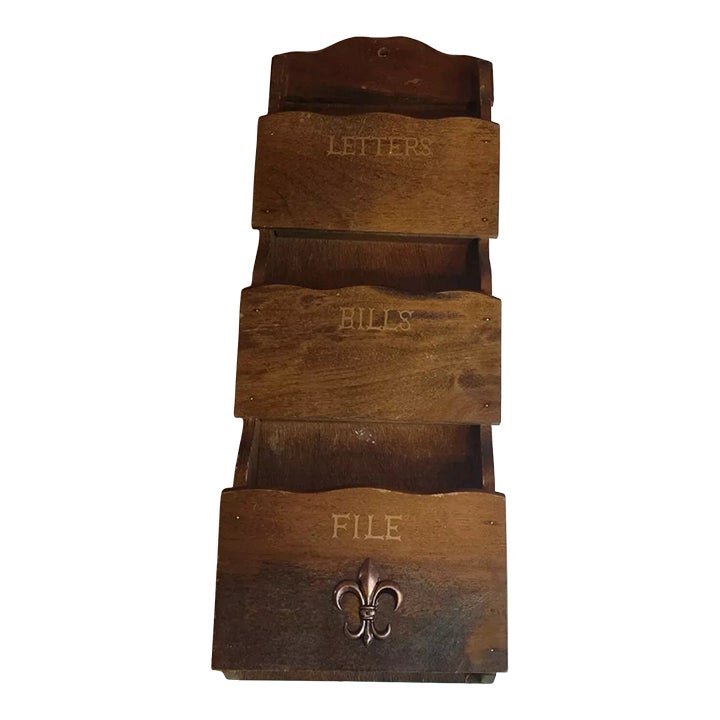 Vintage 3 Tier Wooden Wall Letter Holder | Chairish