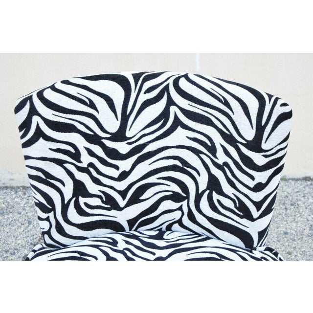 Modern Zebra Pattern Upholstered Round Swivel Club Lounge Chair | Chairish