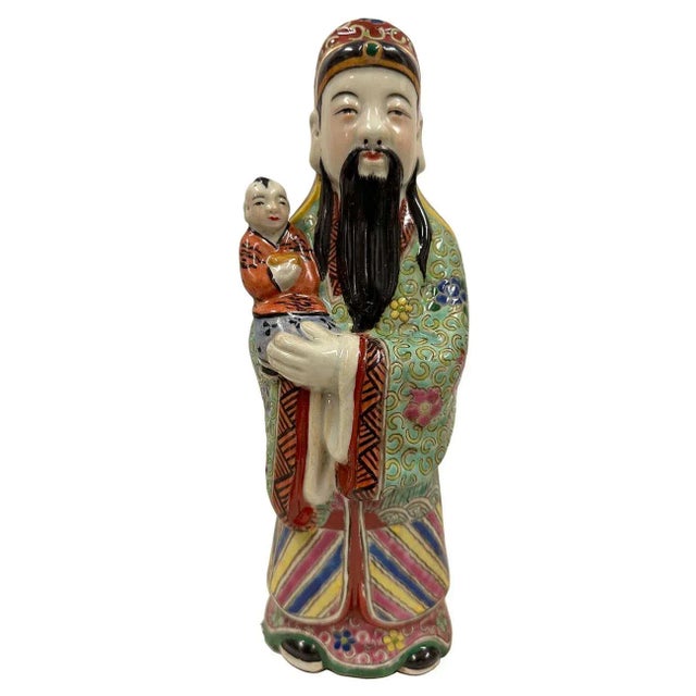 Early 20th Century Chinese Fu Lu Shou Feng Shui Trio Gods Figurines ...