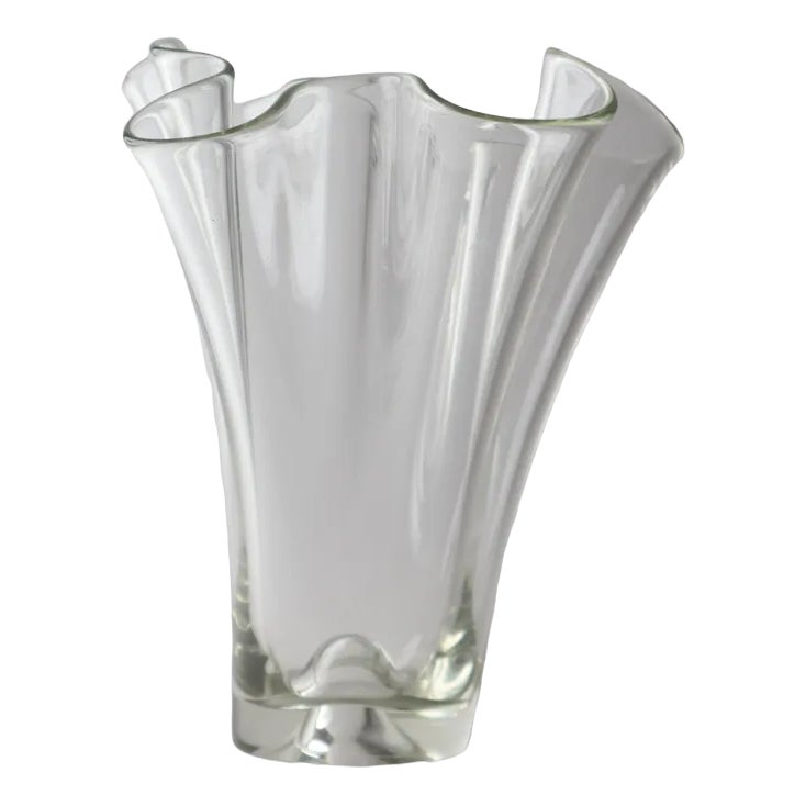 Transparent Laguna Vase by Holmegaard for Lütken, 1950s Taschentuchvase ...