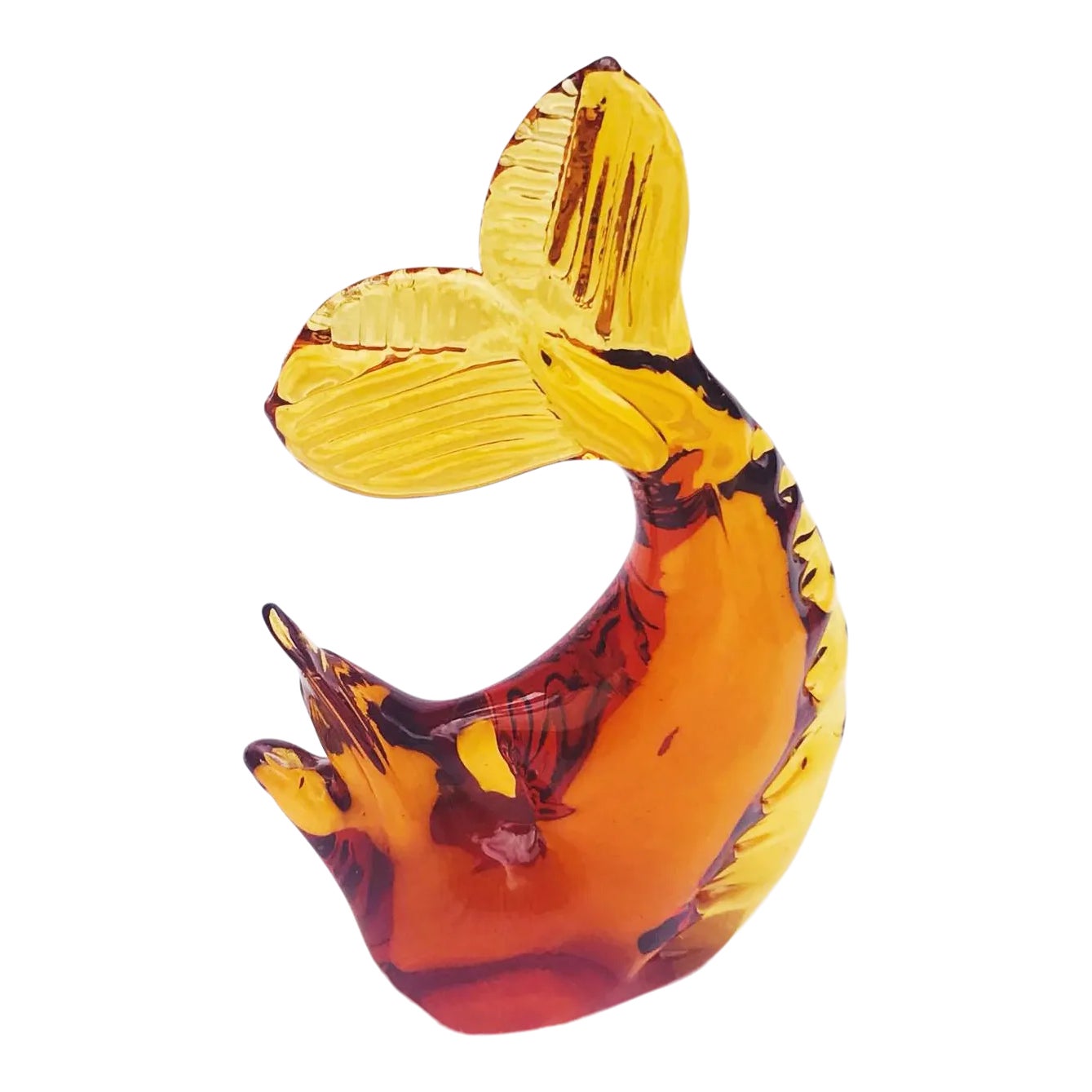1960's Italian Amber Glass Fish | Chairish