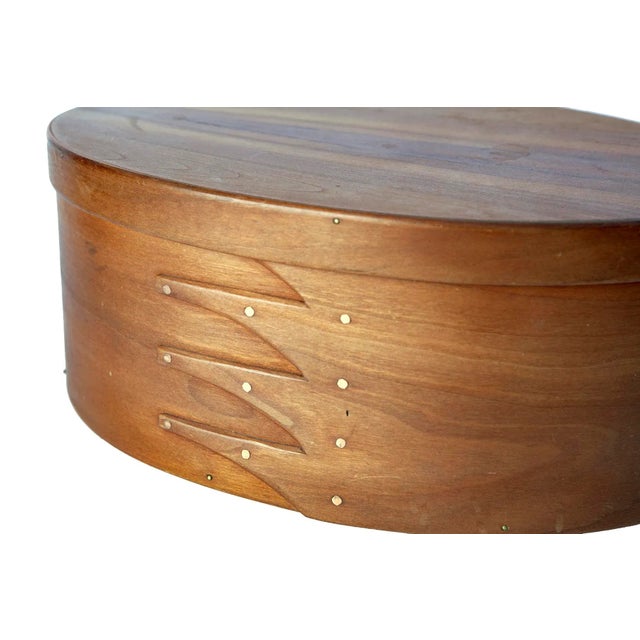 1970s Oval Handmade Shaker Style Cherrywood Box | Chairish