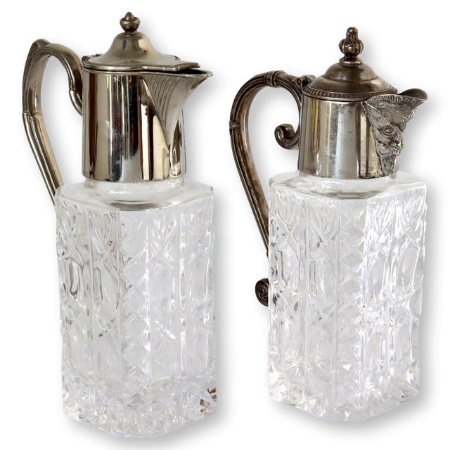 Small English Midcentury Wine Decanters, a Pair | Chairish