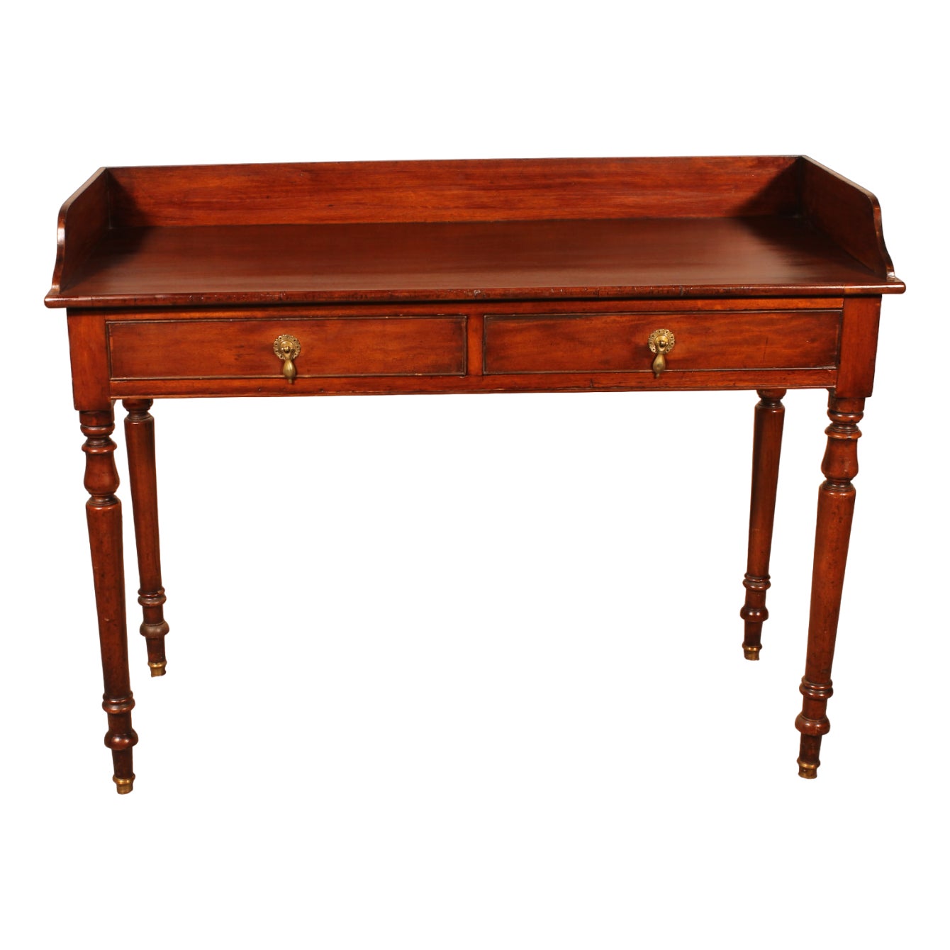 Small Writing Table with Two Drawers in Mahogany | Chairish