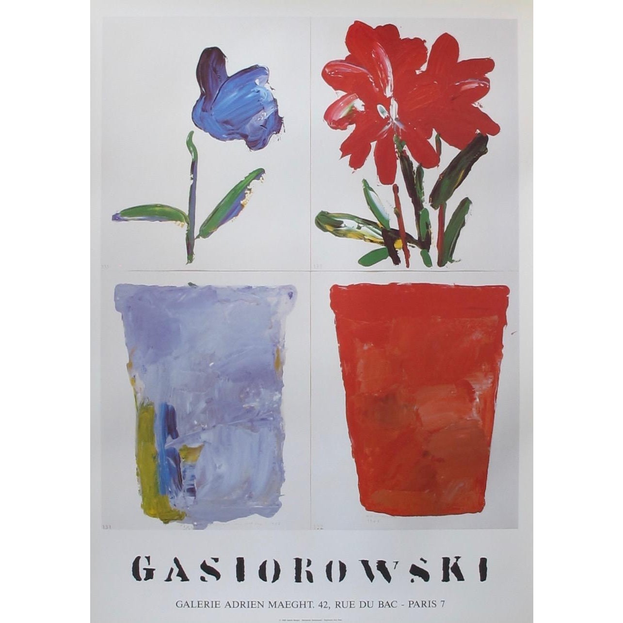 1995 French Exhibition Poster, Gerard Gasiorowski, Pots De Fleurs 131 ...