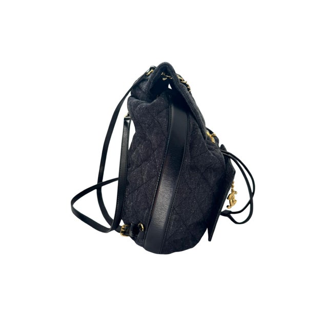 Chanel Washed Denim Quilted Backpack | Chairish
