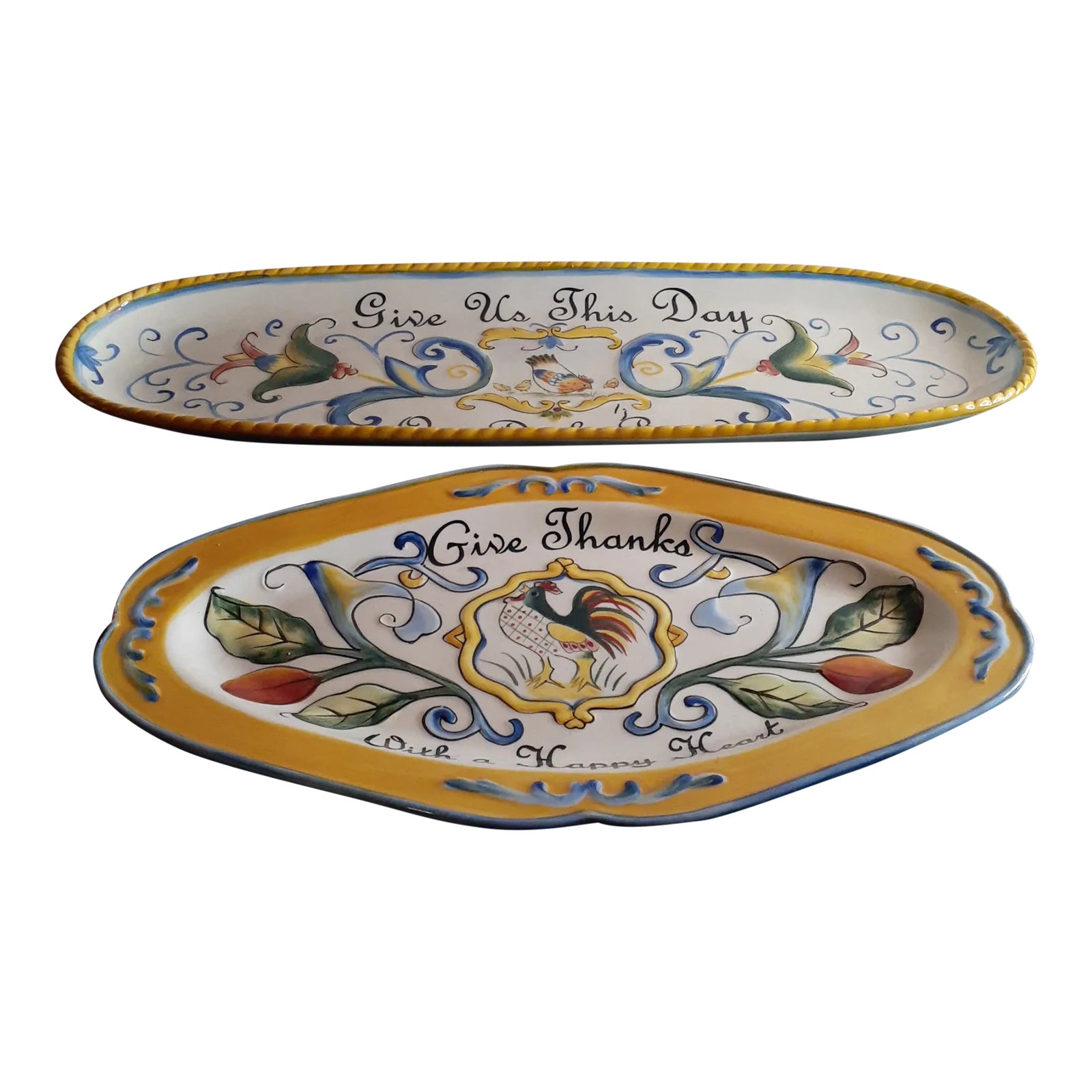Vintage Fitz & Floyd Give Thanks Platters- Set of 2 | Chairish