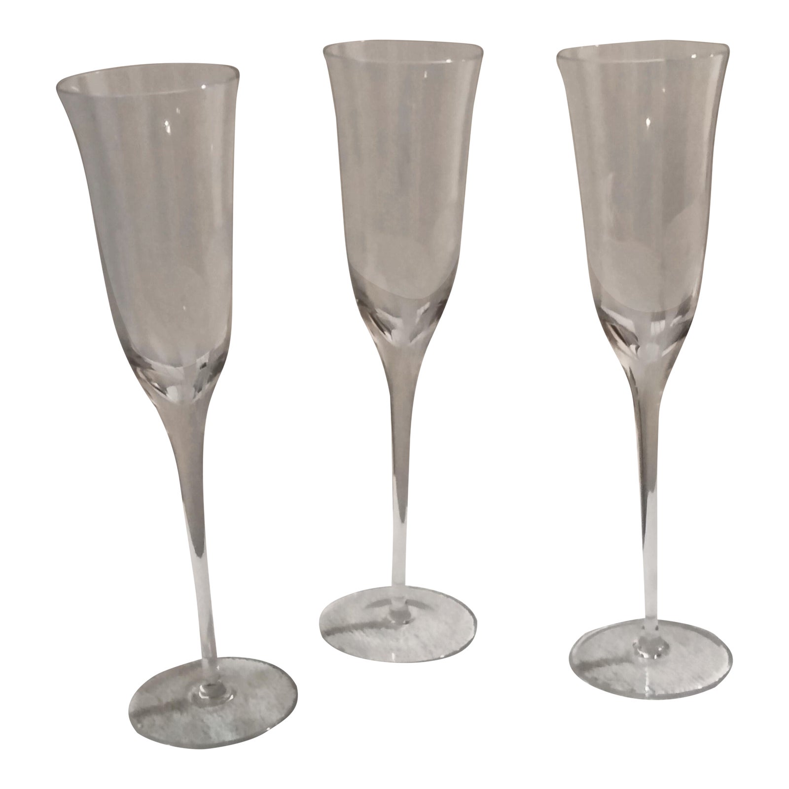 Late 20th Century, 3 Pieces, Mikasa Crystal Champagne Flutes Calla ...