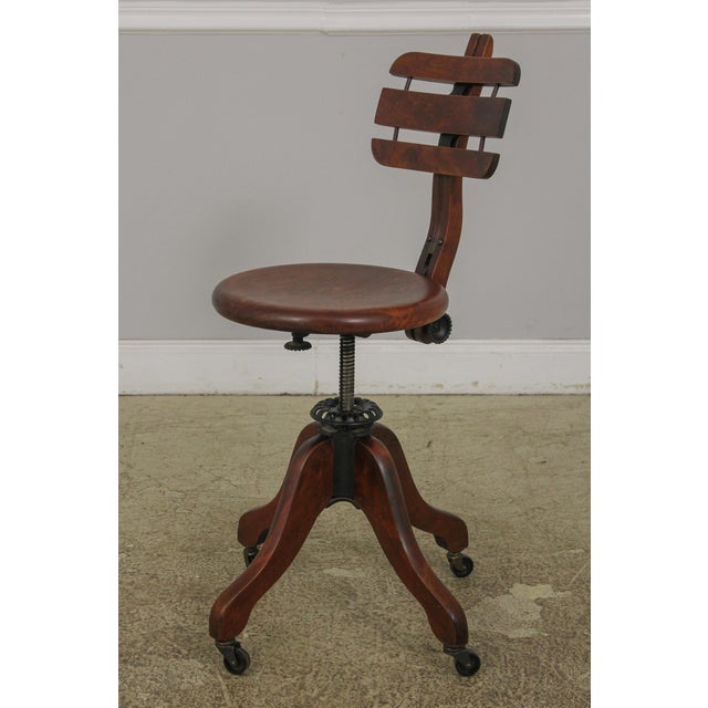 Antique Adjustable Height Industrial Desk Chair | Chairish