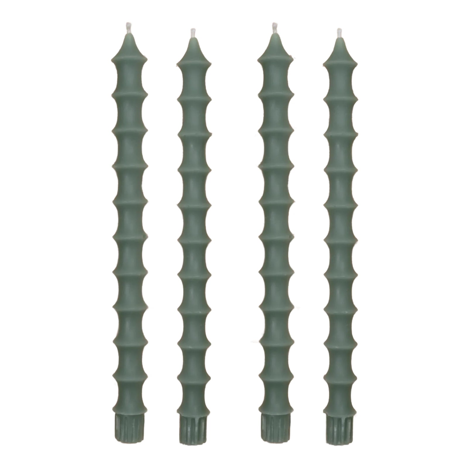 Bamboo Taper Candles - in Jasper Green Set of 4 | Chairish