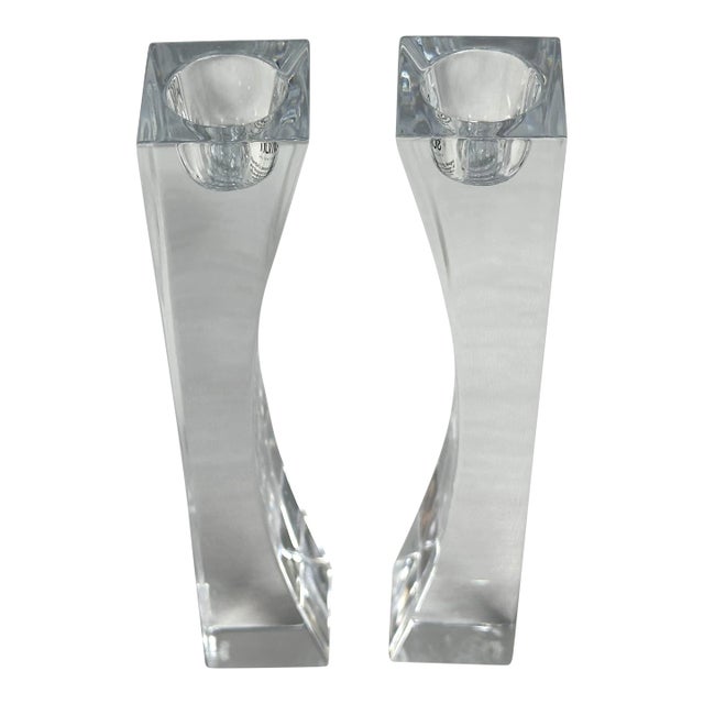 Crystal Kissing Candlesticks by Nambe - Set of 2 | Chairish