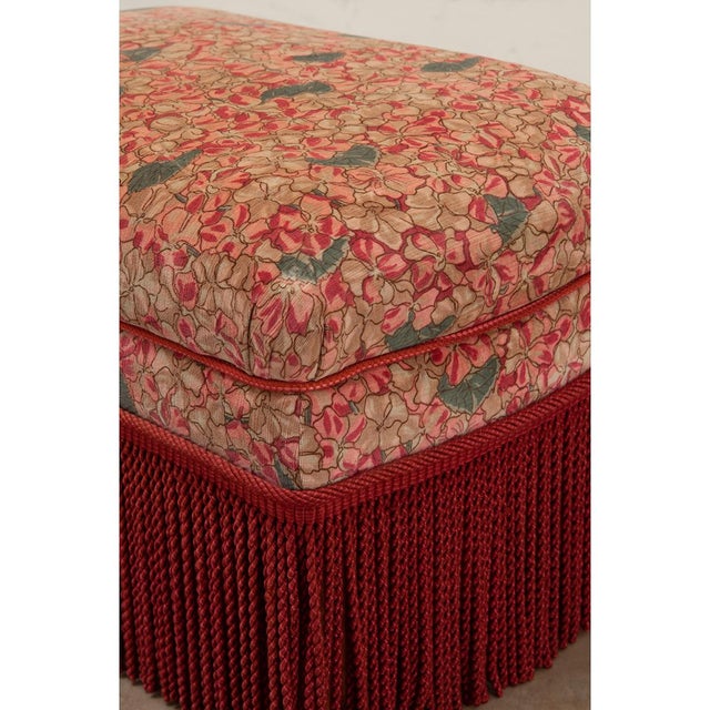 Early 20th Century Vintage Upholstered Storage Stool with Fringe | Chairish