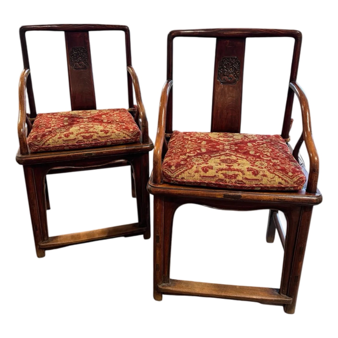 Pair of Vintage Highback Asian Chairs | Chairish