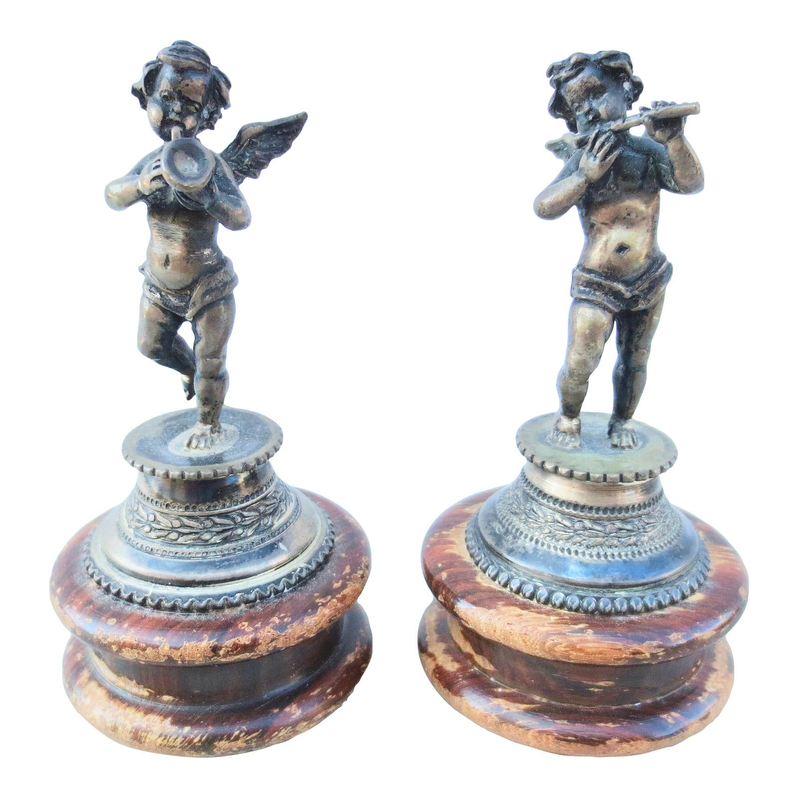 Italian 800 Silver Putti Musicians Circa 1920s- a Pair of 2 | Chairish