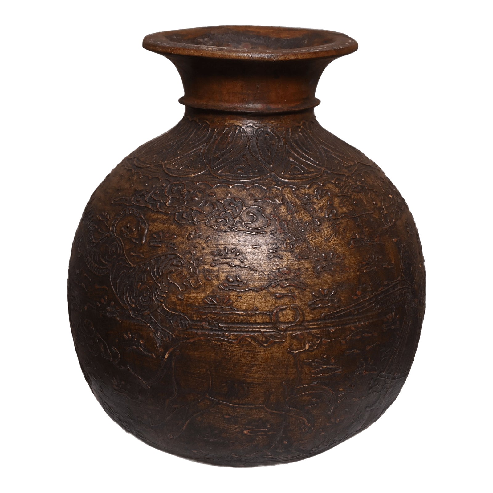 Vintage 1960s Wooden Long Neck Water Matka Storage Pot | Chairish