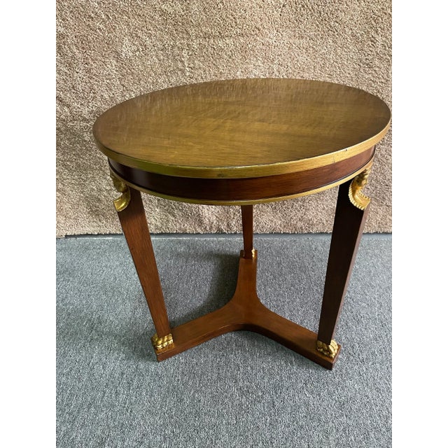 Vintage Round Eqyptian Revival Empire Style Accent Table W/Guilded ...