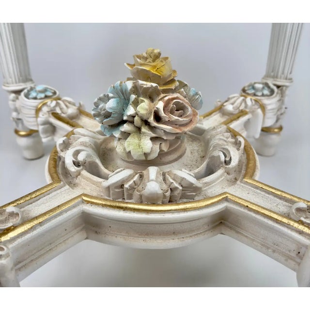 Italian Neo Classical Baroque Style Glass Top Carved End or Side Table ...