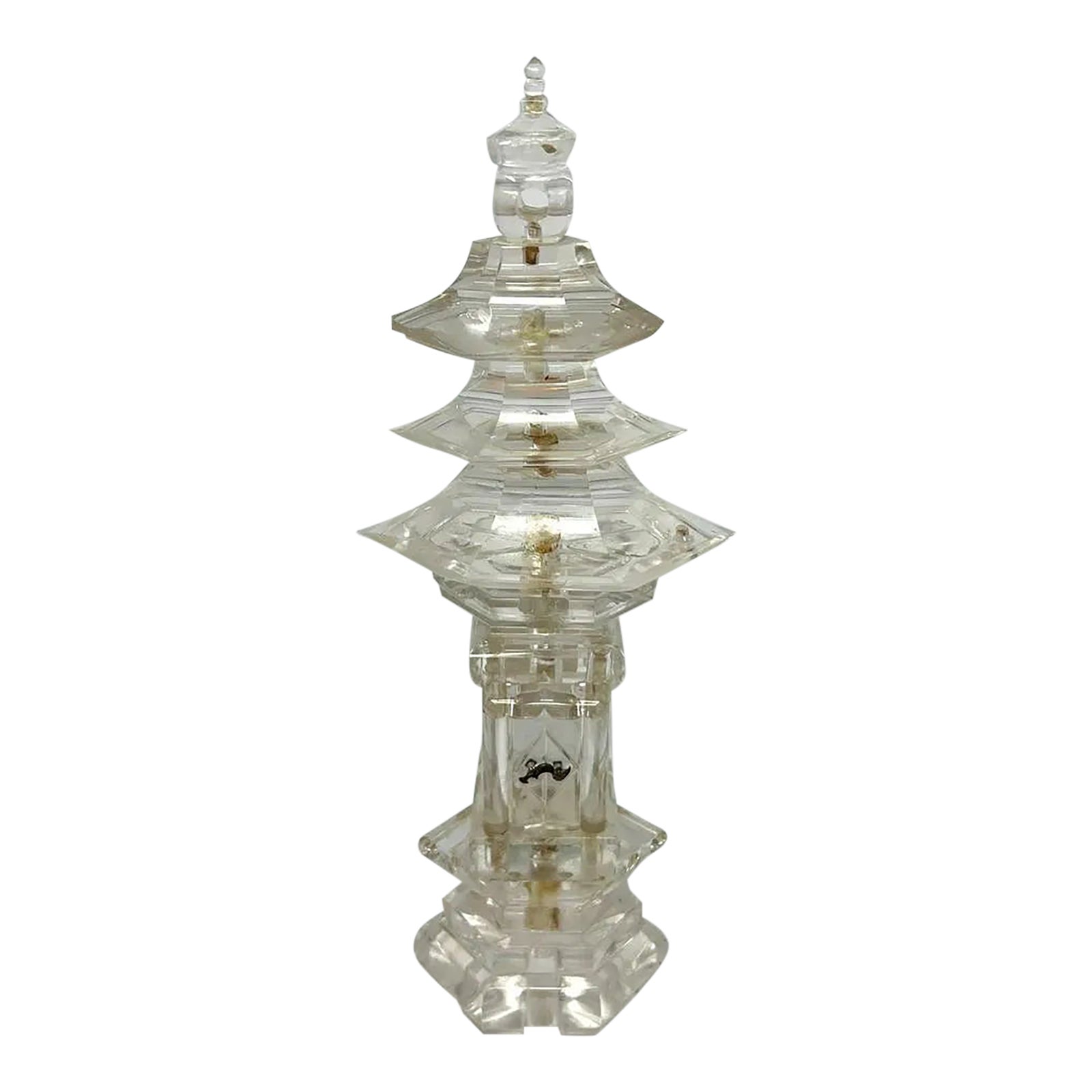 Mid 20th Century Carved Rock Crystal Pagoda Model | Chairish