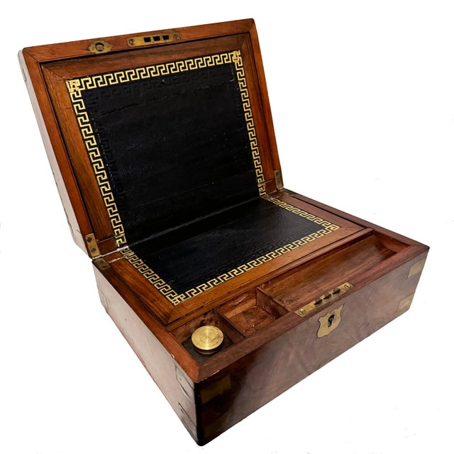 Late 19th Century Antique English Military Wooden Writing Lap Desk with ...