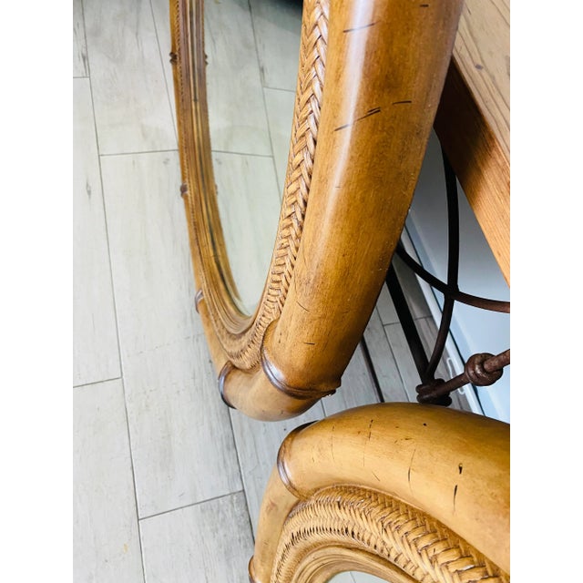 Early 21st Century Faux Bamboo & Rattan Beveled Mirrors Round Frames ...