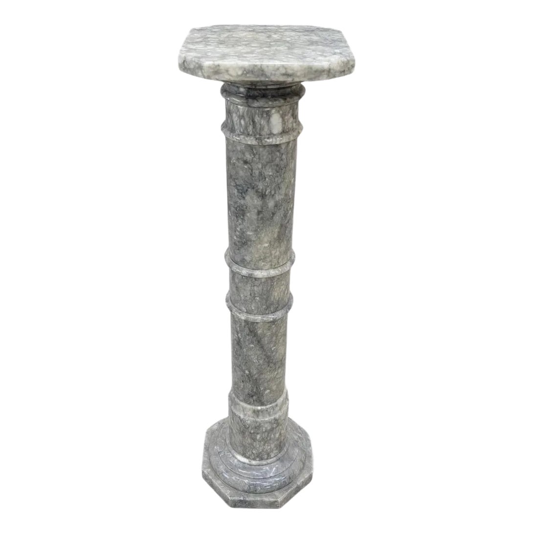 Antique Neoclassical Carved Grey Marble Display Sculpture Pedestal ...