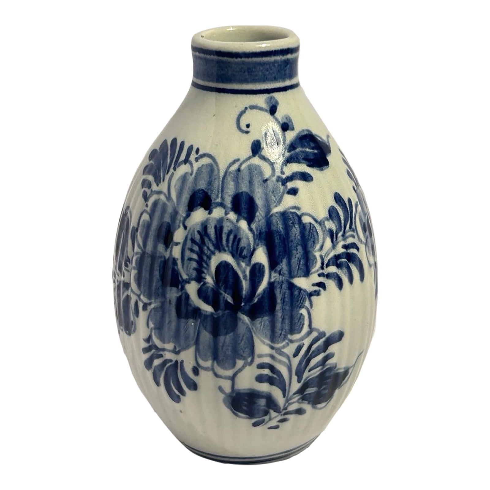 Vintage Hand Painted Delft Blue Mini Vase | Chairish