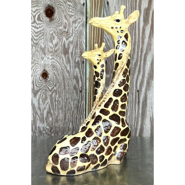 Vintage Boho Glazed Ceramic Giraffe | Chairish