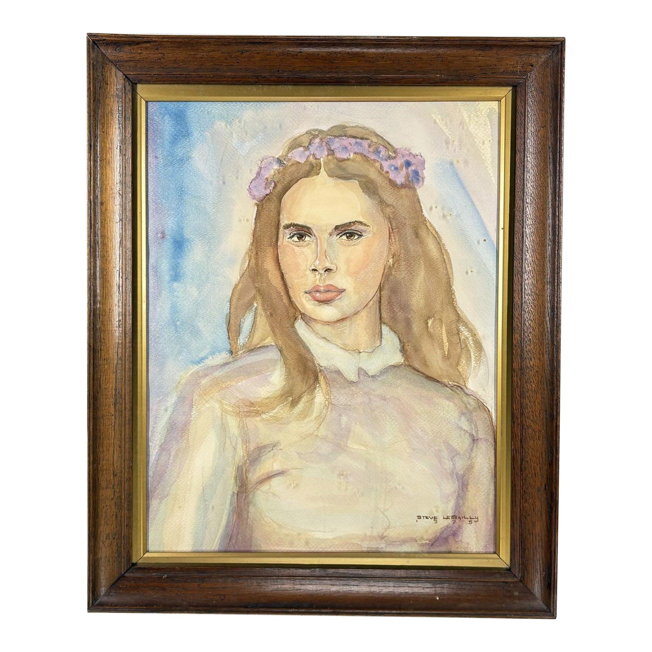 1979 Steve LeBailly Signed Original Watercolor Portrait of Woman | Chairish