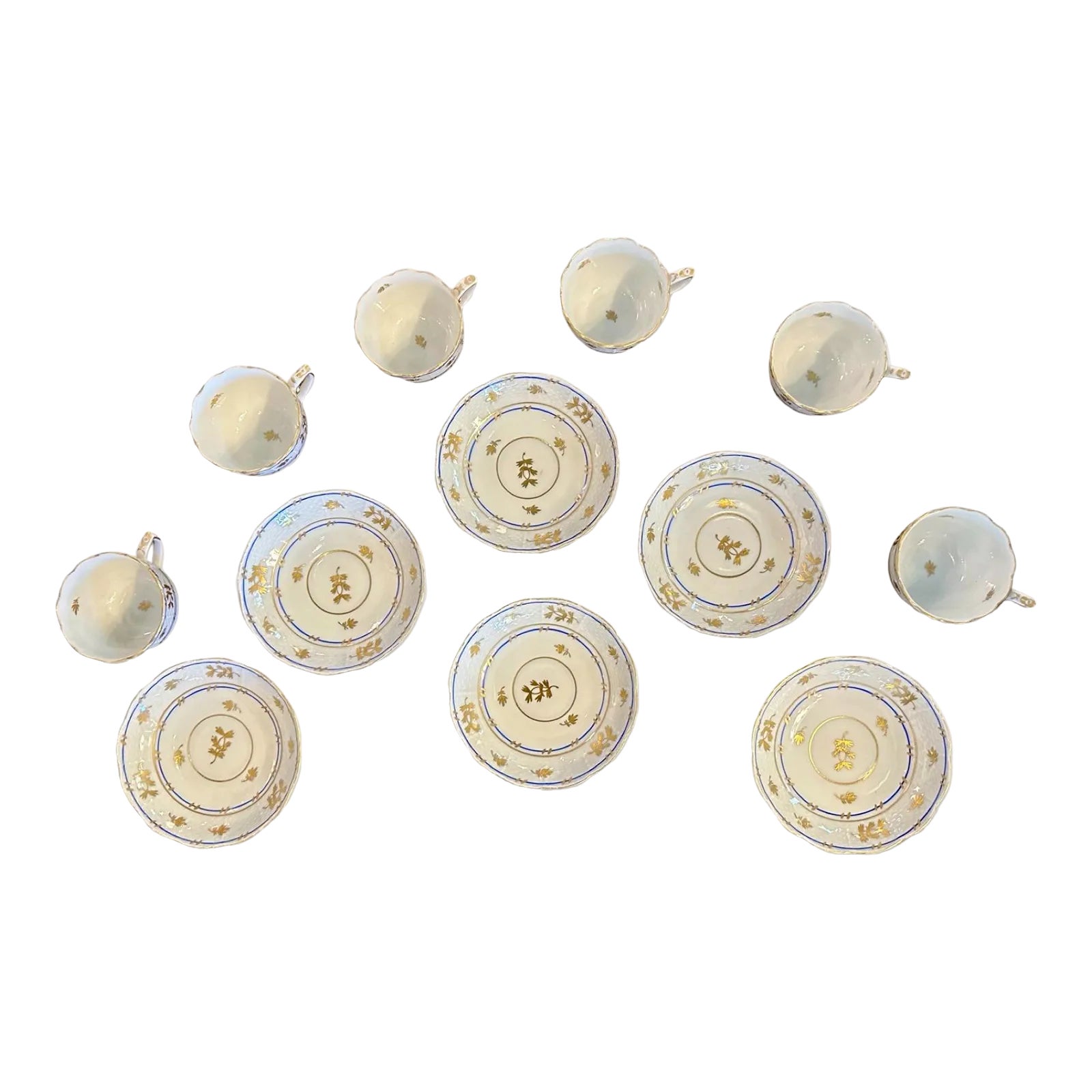 1960s Herend Coronation Pattern Cups and Saucers Set- 12 Pieces | Chairish