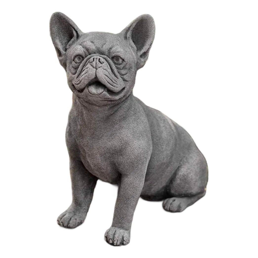 Frenchie Gray Concrete Statue | Chairish