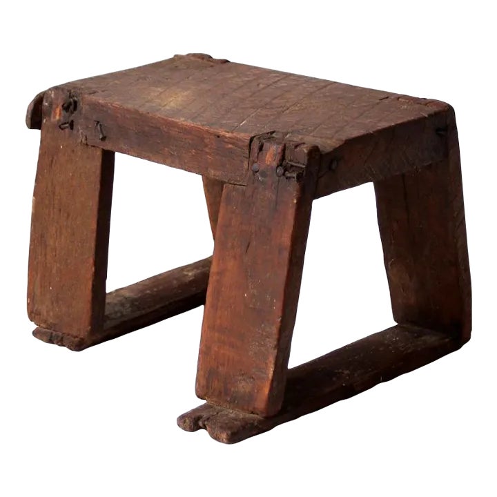 Antique Primitive Footstool Bench | Chairish