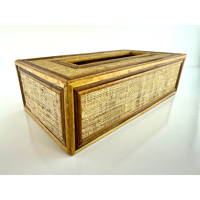 Vintage Mid-Century Rattan Tissue Box Cover | Chairish