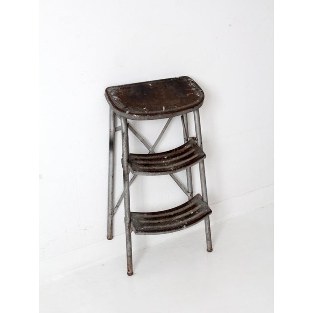 Vintage Metal Folding Step Ladder | Chairish
