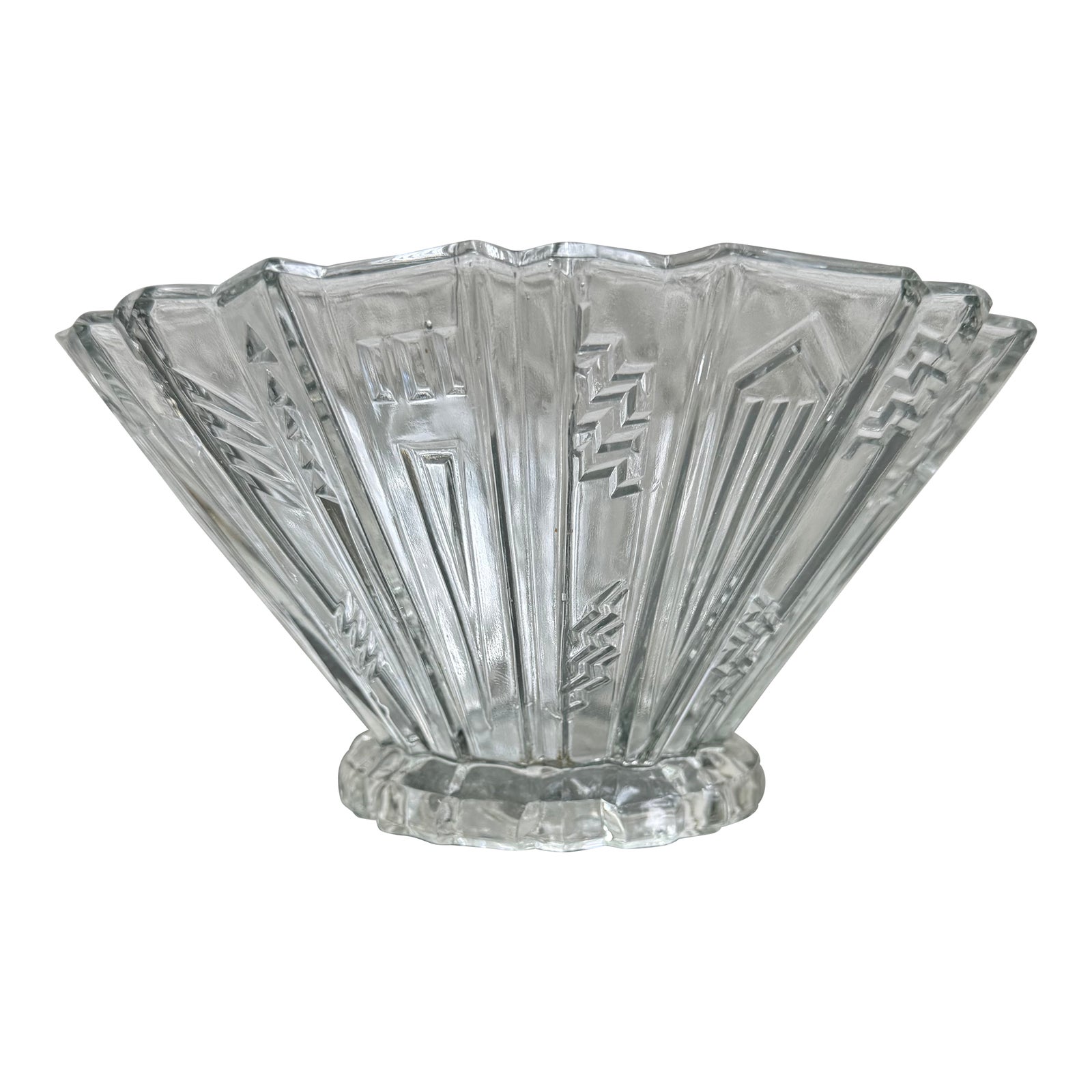 1930s Le Smith Glass Wigwam Clear Bowl Art Deco Jazz Age Cubist ...