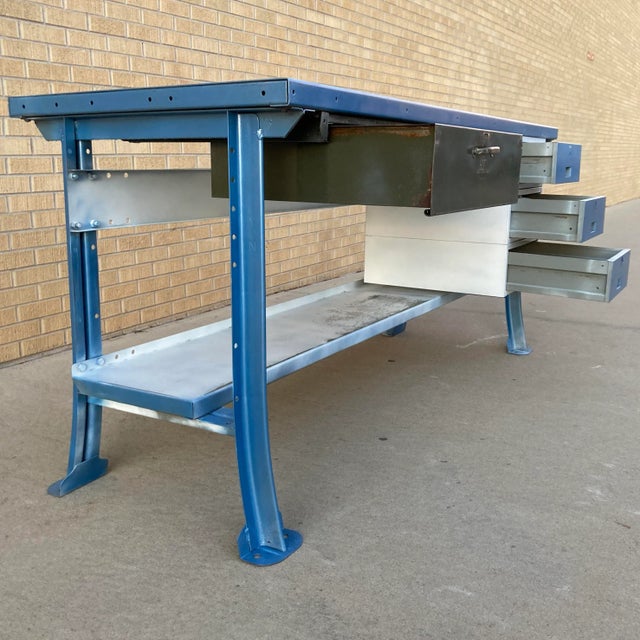 Industrial American Steel Work Table Desk From Lyon Metals Circa 1940s ...