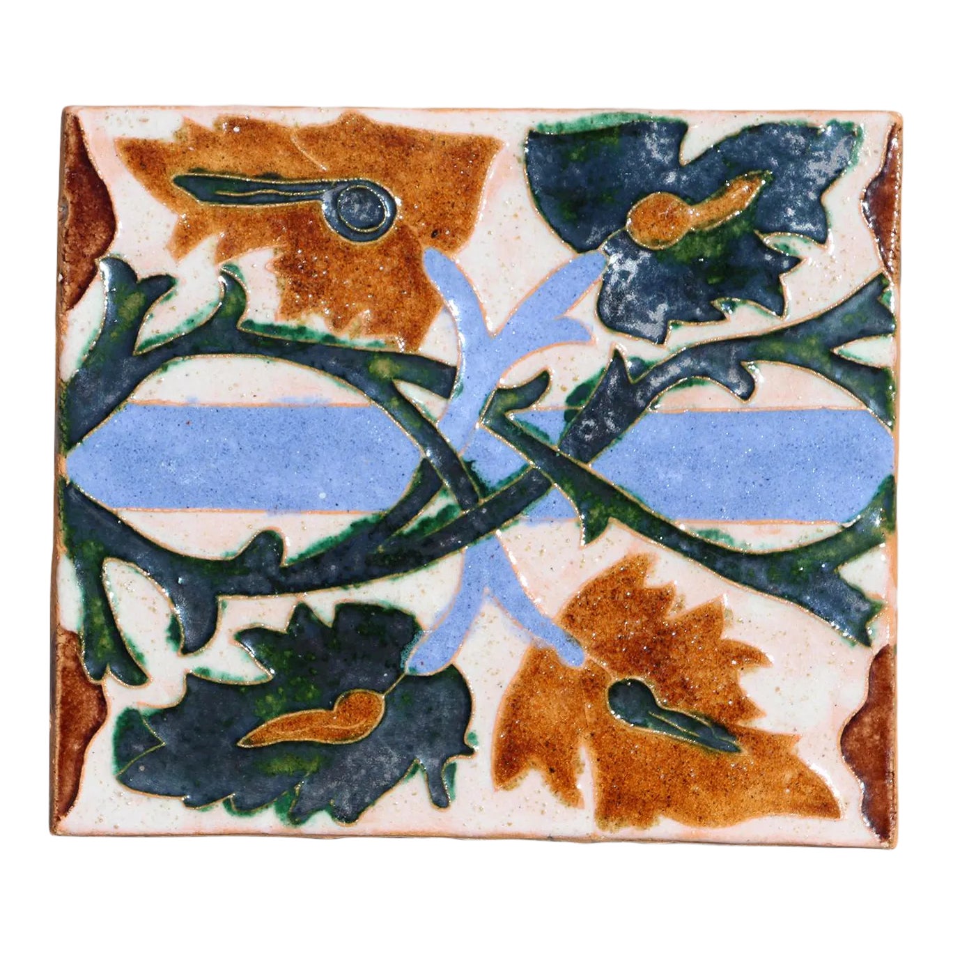 1930s Portuguese Moorish Arista Style Floral Tile | Chairish