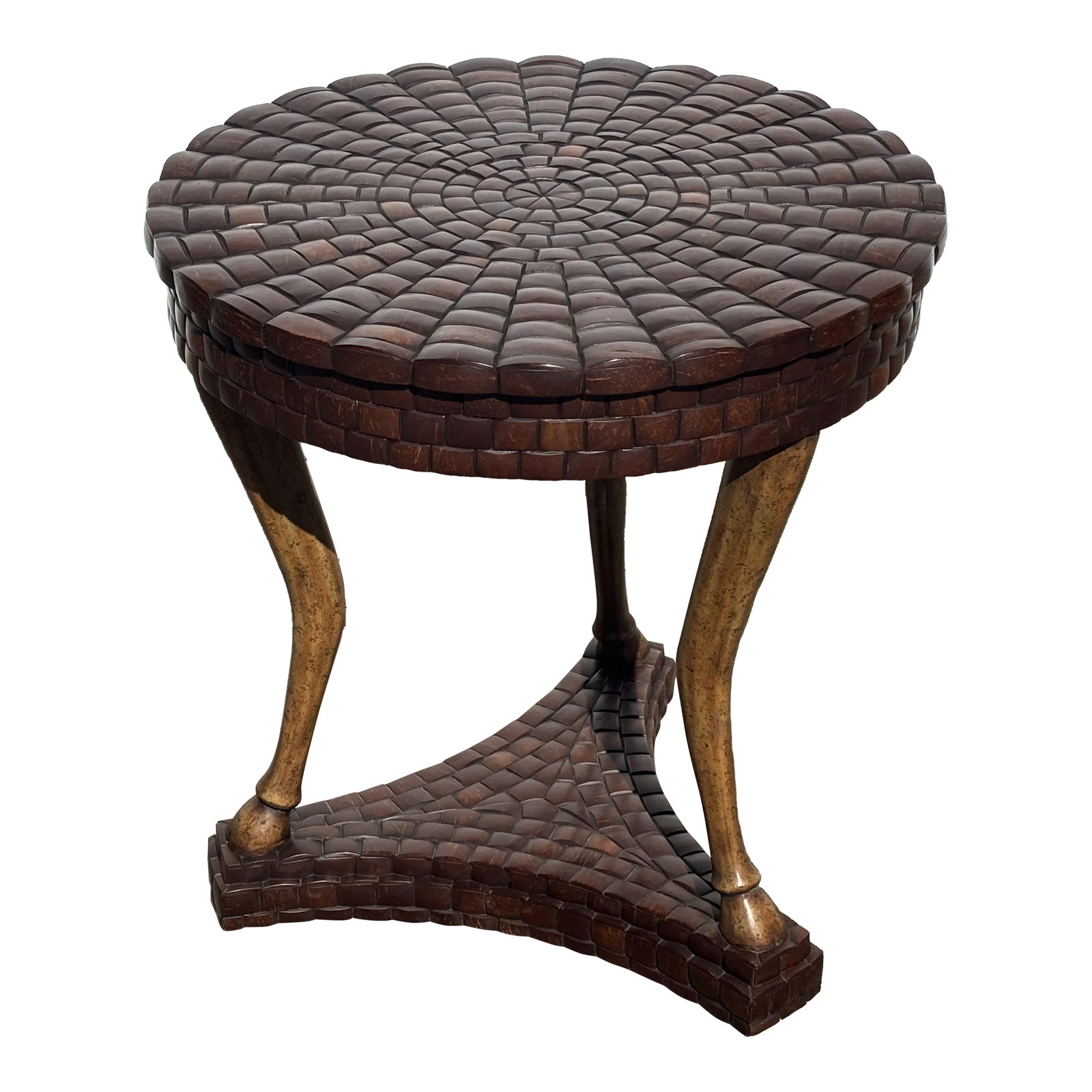 1990s Vintage Maitland Smith Round Accent Side End Table Tri-Pedestal ...