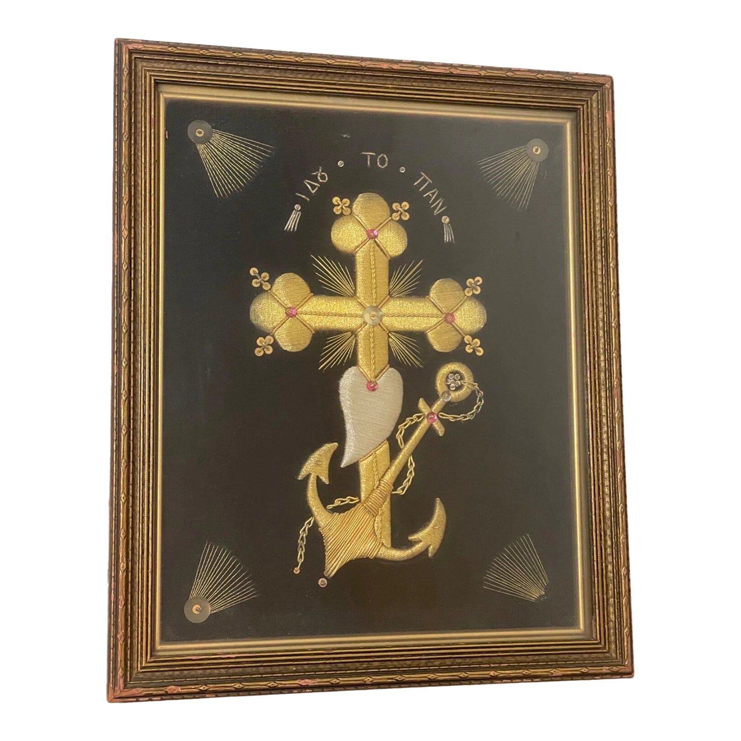 Antique Hand Embroidered Greek Christian Orthodox Sailor Crucifix Cross ...