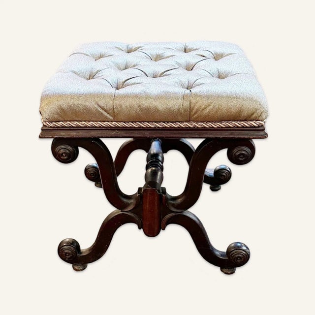 Circa 1820s American Empire Tufted Stool | Chairish