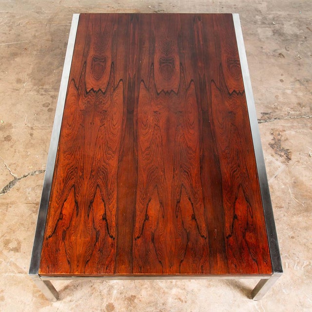 1960s Mid Century Danish Modern Brazilian Rosewood Large Steel Coffee ...