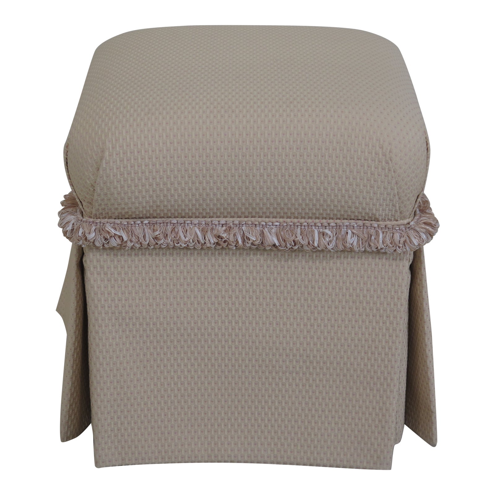 Custom Upholstered Skirted Square Ottoman | Chairish