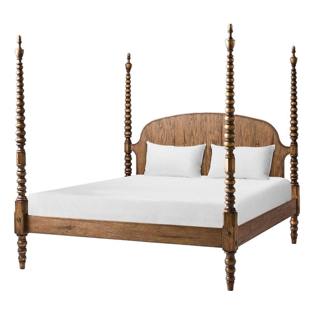Colonial Turned-Post Four-Poster King Bed | Chairish