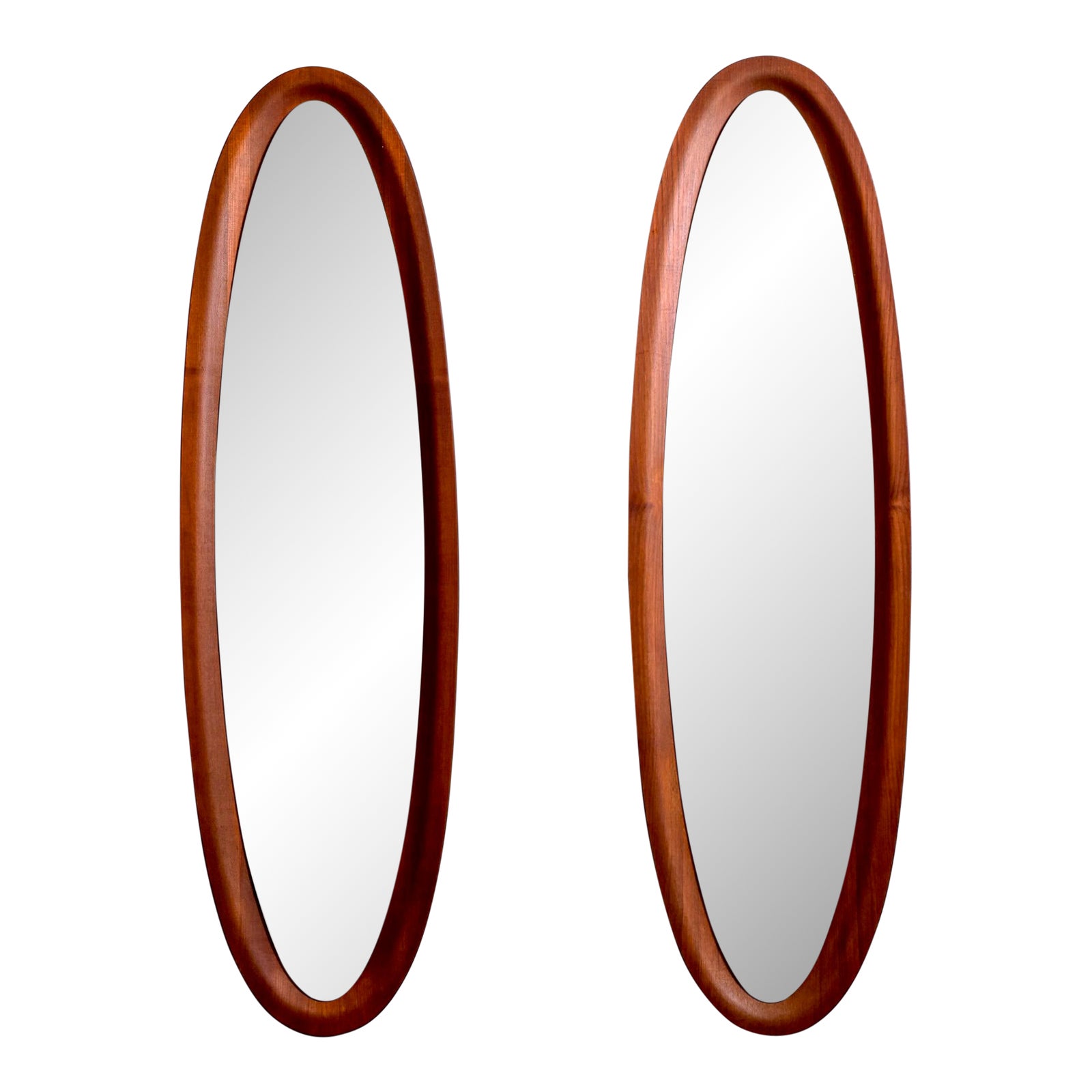 Tall Slender Mid Century Italian Oval Mirrors With Deep Set Frames ...
