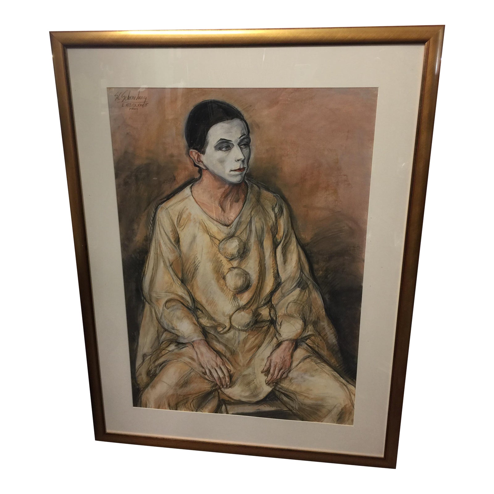 1960s Schoneberg Pastel Pierrot Gaspar Signed | Chairish