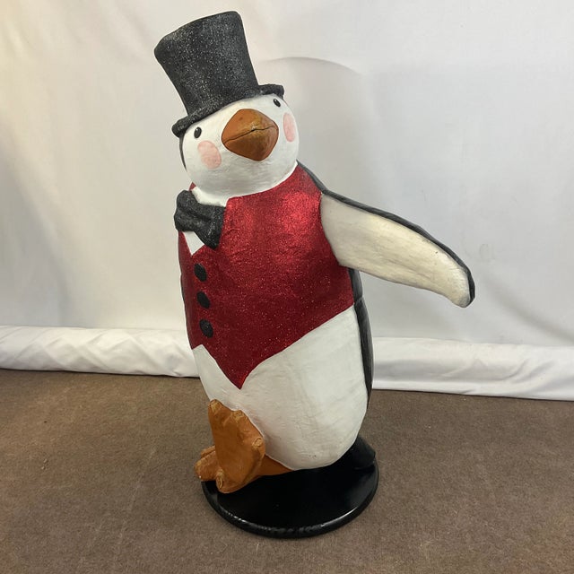 1980s Vintage 3-Foot Penguin Paper Mache’ Christmas Figurine Statue ...
